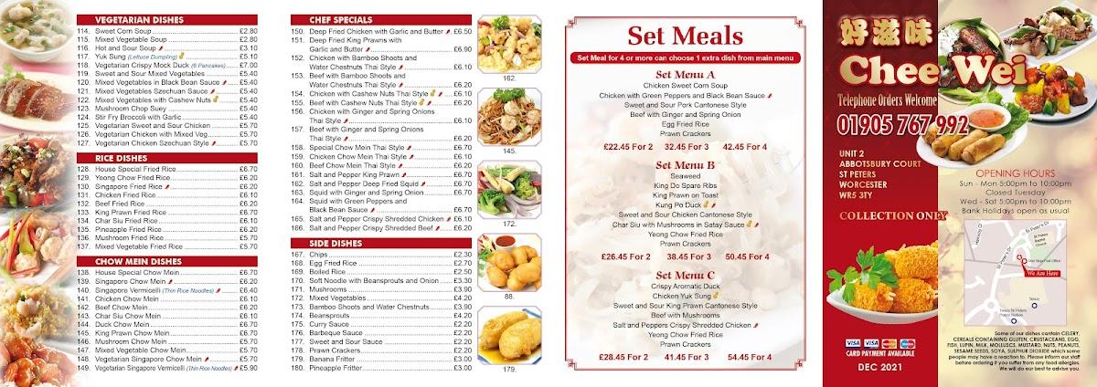 Menu at Chee Wei Take Away fast food, Worcester