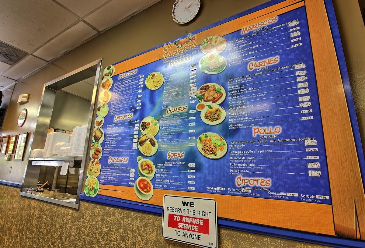 Menu at La Carreta restaurant, Thousand Oaks