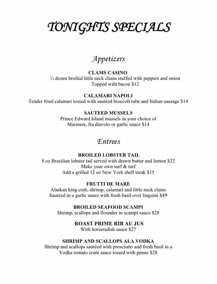 Menu at Nu-Cavu restaurant, Wallkill