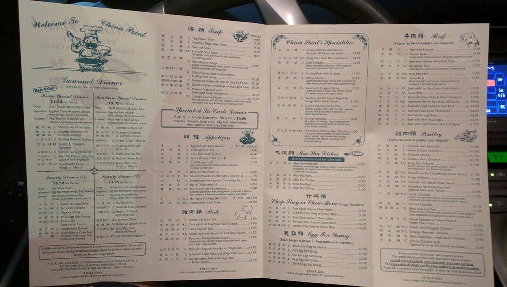 Menu at China Point restaurant, Rancho Cucamonga