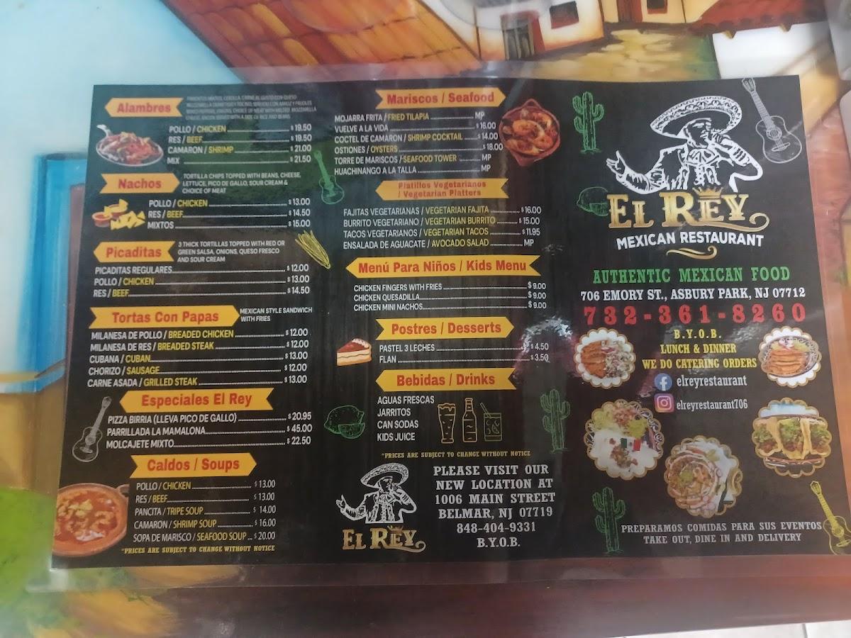 Carta de El Rey Rosticeria y Restaurante, Asbury Park