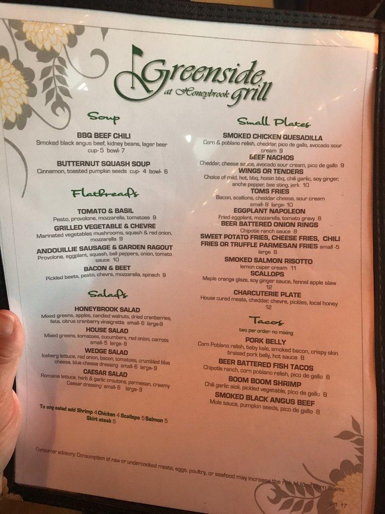 Menu at Greenside Grill pub & bar, Honey Brook, Cambridge Rd