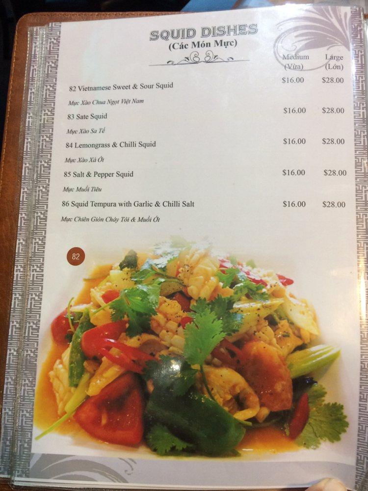Menu at Hello Vietnam Restaurant, Christchurch