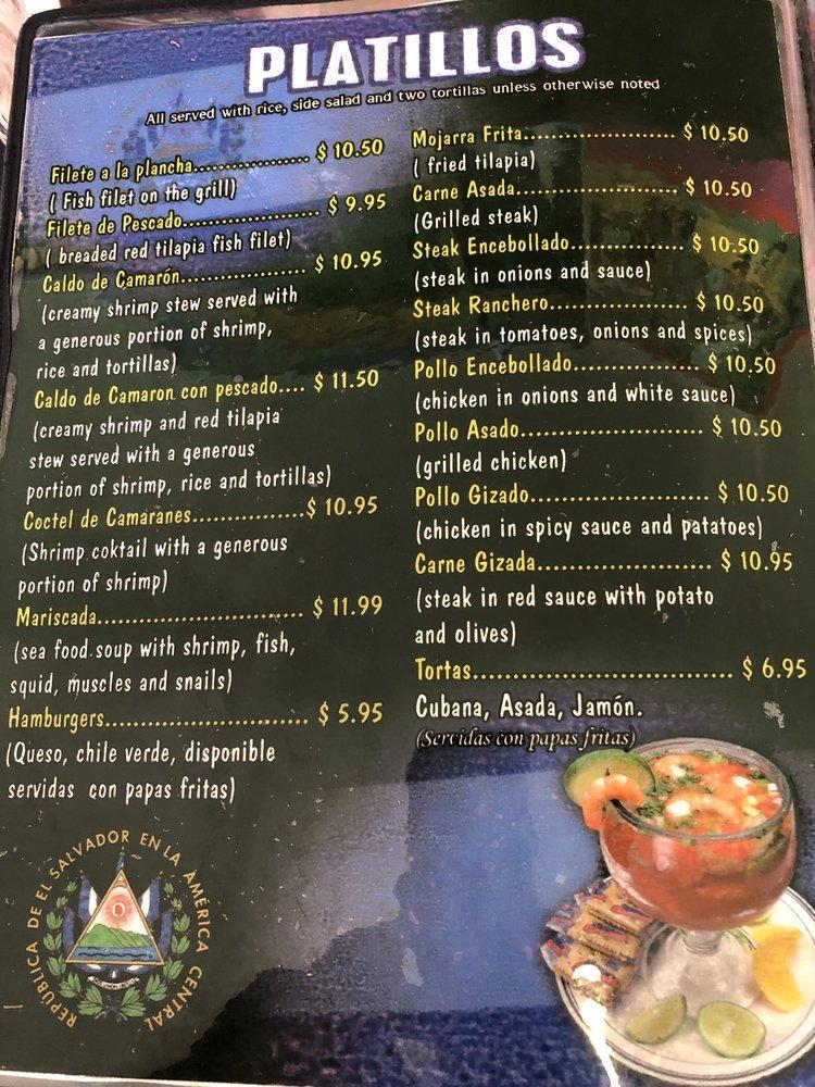 Menu at Restaurant El Salvadoreño, Albuquerque, Bridge Blvd SW