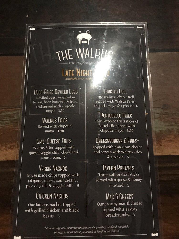 Menu at The Walrus pub & bar, Columbus, 143 E Main St