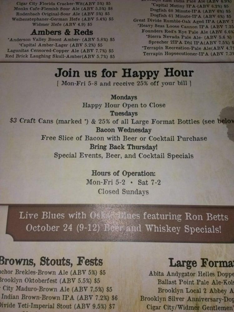 Menu at The Woods pub & bar, Orlando