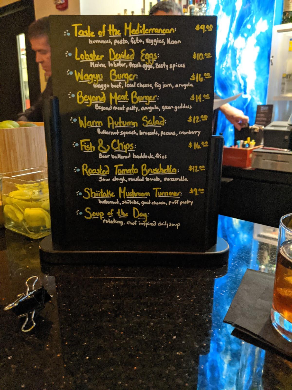 Menu at Glass Lounge at the Hyatt Place pub & bar, Portland