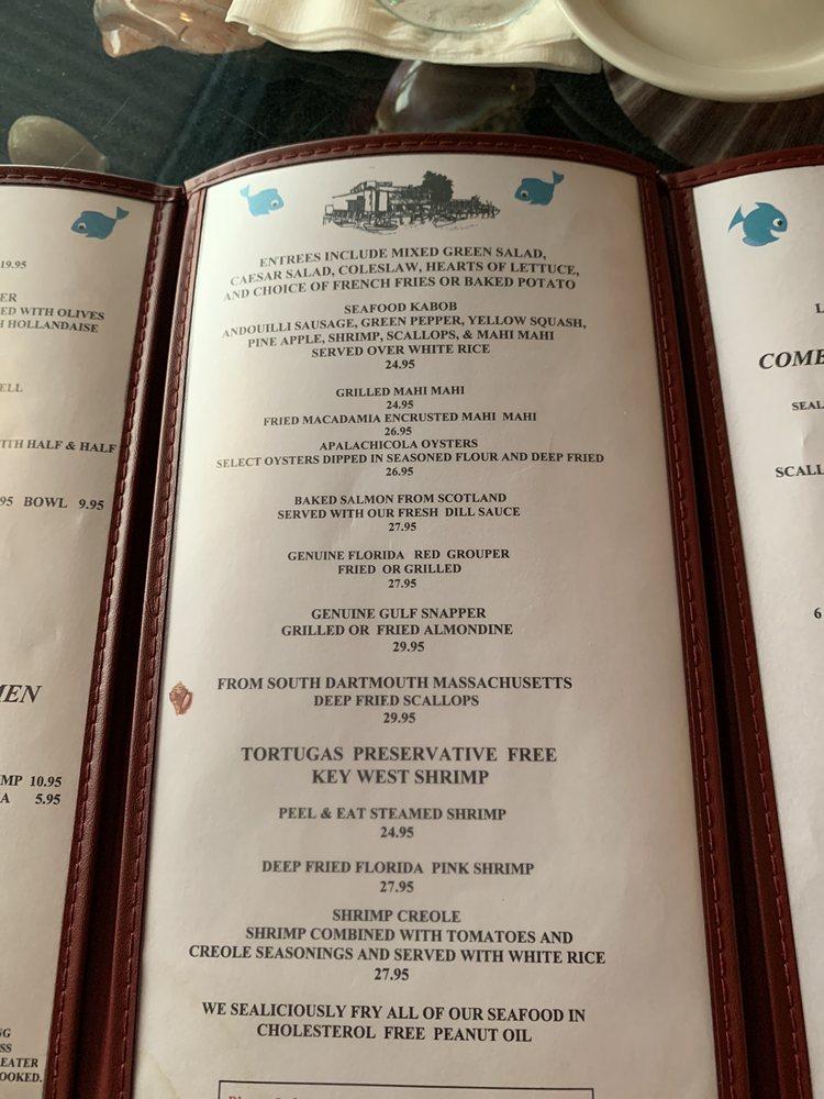 Menu at Kelly's Fish House Dining Room restaurant, Naples