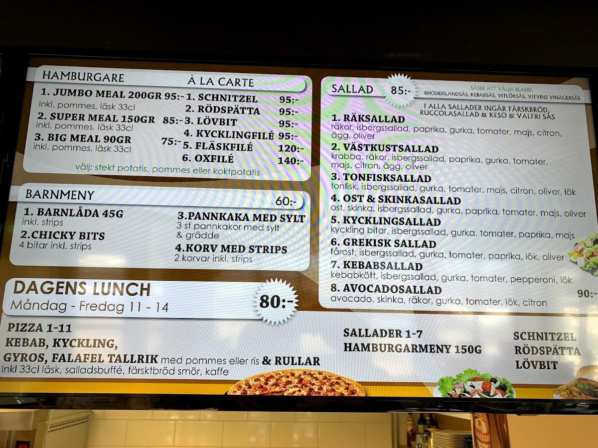 Menu at Sörby Pastaria restaurant, Gävle