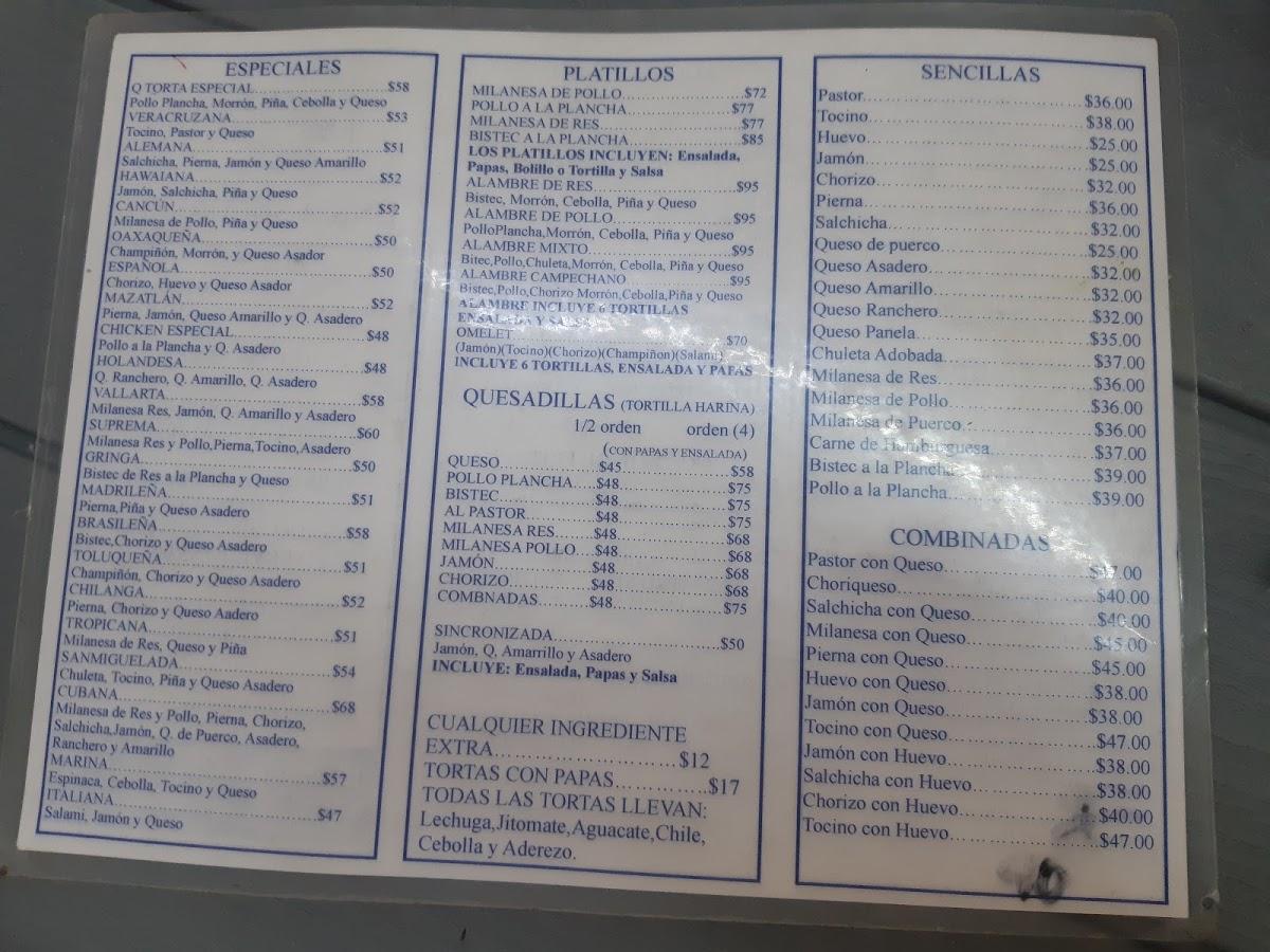 Menu at ¡Qué Torta! restaurant, San Miguel de Allende