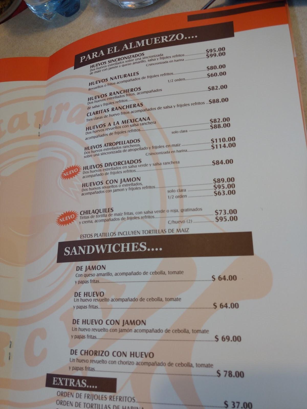 Menu at Restaurante Garcia, Mexico, Autopista Federal Monterrey ...