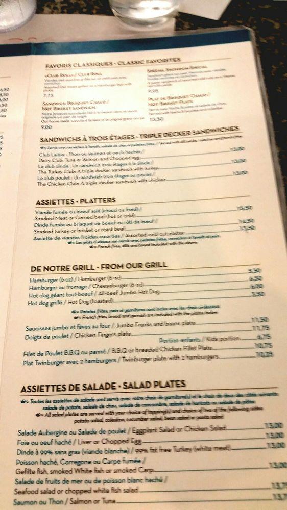 Menu at Basha (Snowdon) restaurant, Montréal