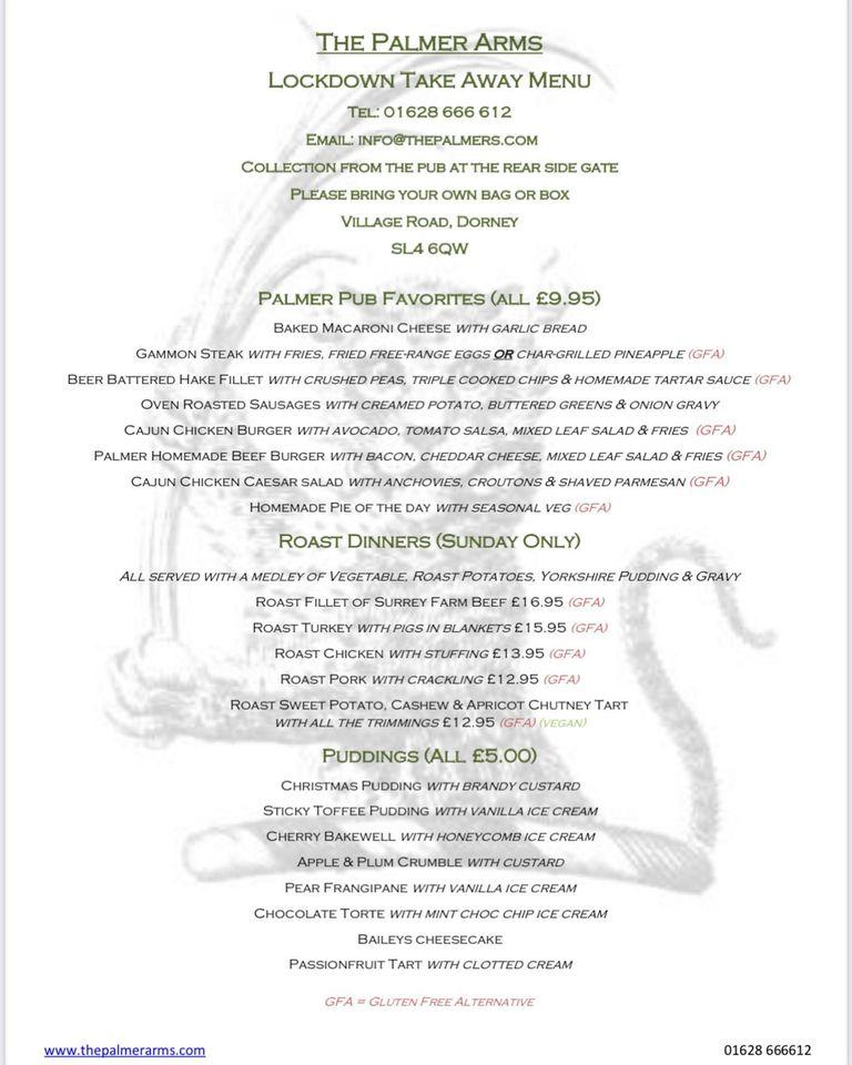 Menu at The Palmer Arms pub & bar, Windsor