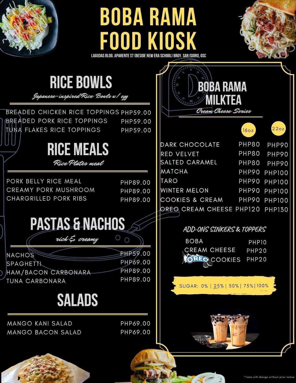 Carta del restaurante Boba Rama Food Kiosk, General Santos