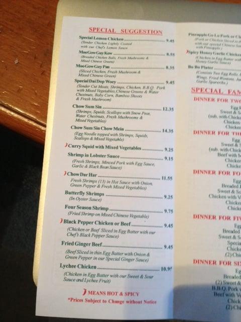 Menu at Double Happiness Restaurant, Acton