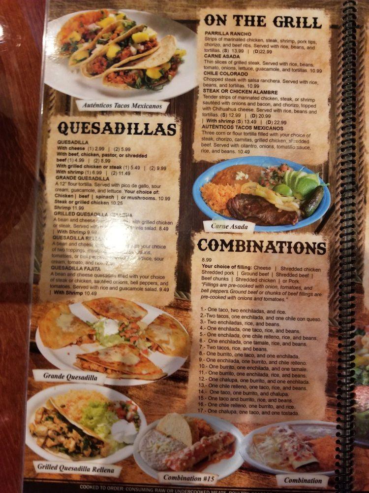 Menu at El Señor Rancho restaurant, Lenoir City