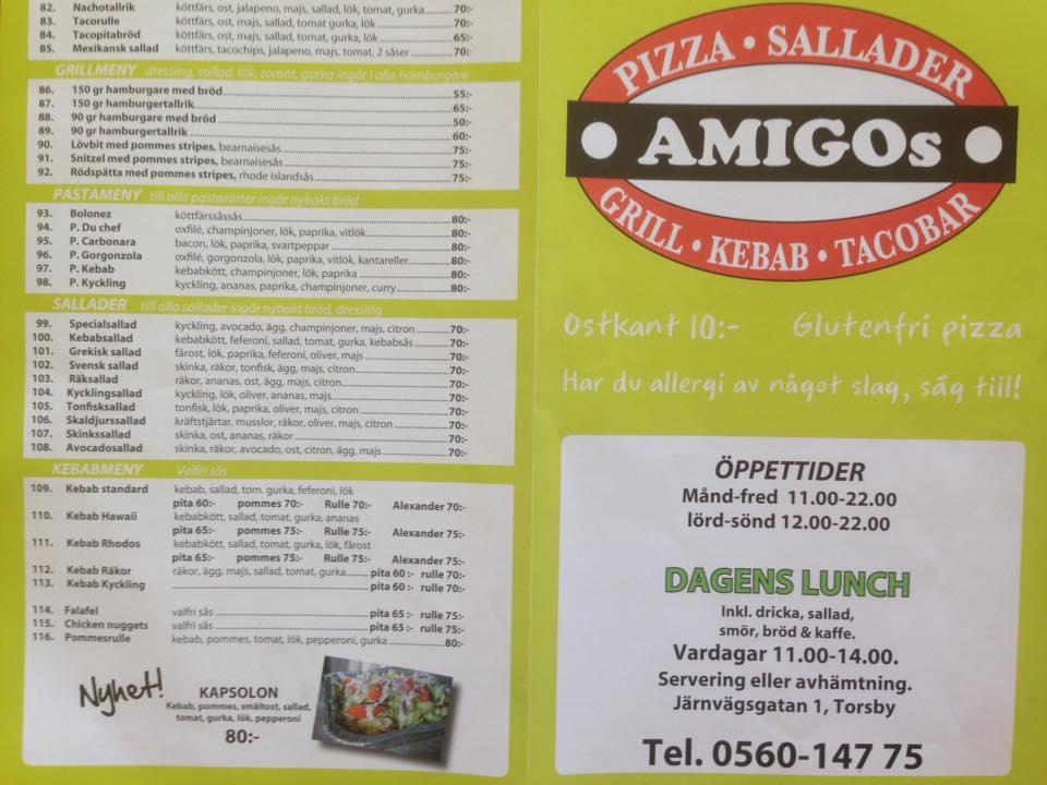 Menu at Pizzeria AMIGOS, Torsby