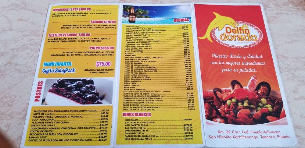 Menu at DELFIN DORADO SAN HIPÓLITO restaurant, San Hipólito Xochiltenango