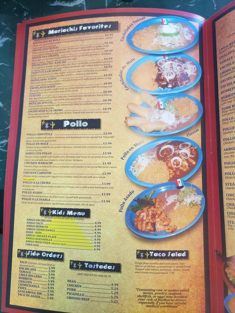 Menu at Los Mariachis Restaurant, Meridian
