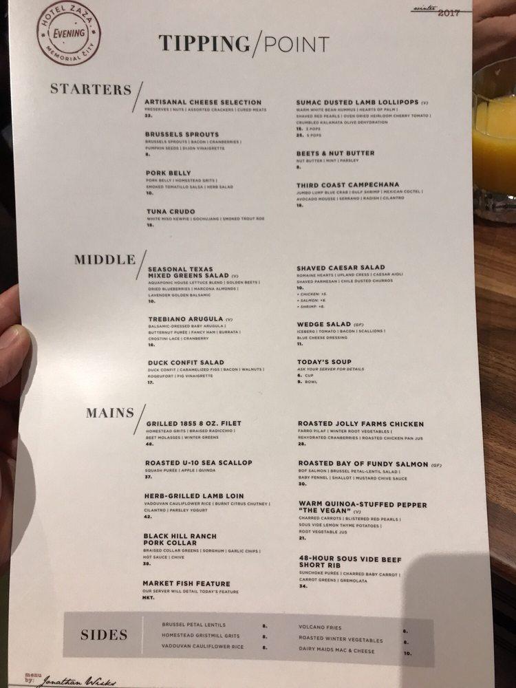 Menu at TIPPING POINT RESTAURANT AND TERRACE, Houston