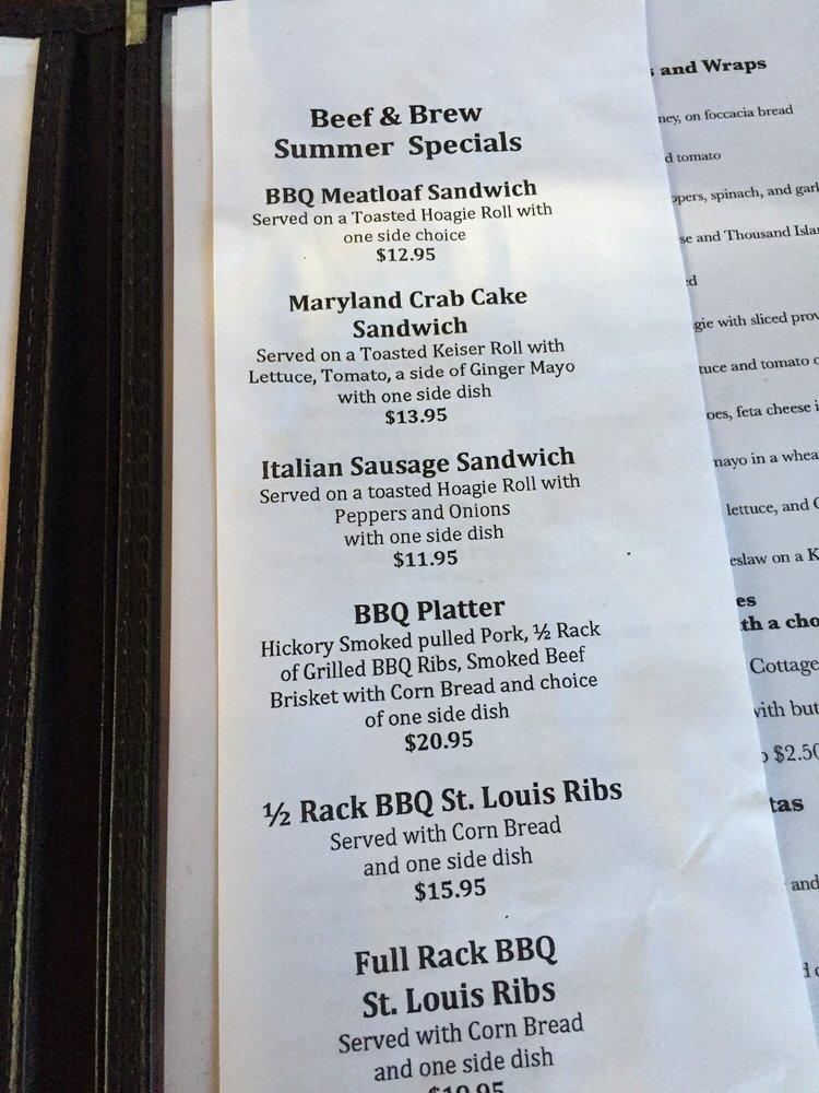 Menu at Beef & Brew restaurant, Geneva