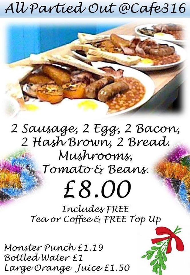 Menu at Cafe316, Southend-on-Sea