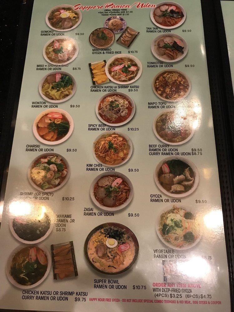 Menu at Daiichi Ramen Pearl City restaurant, Pearl City