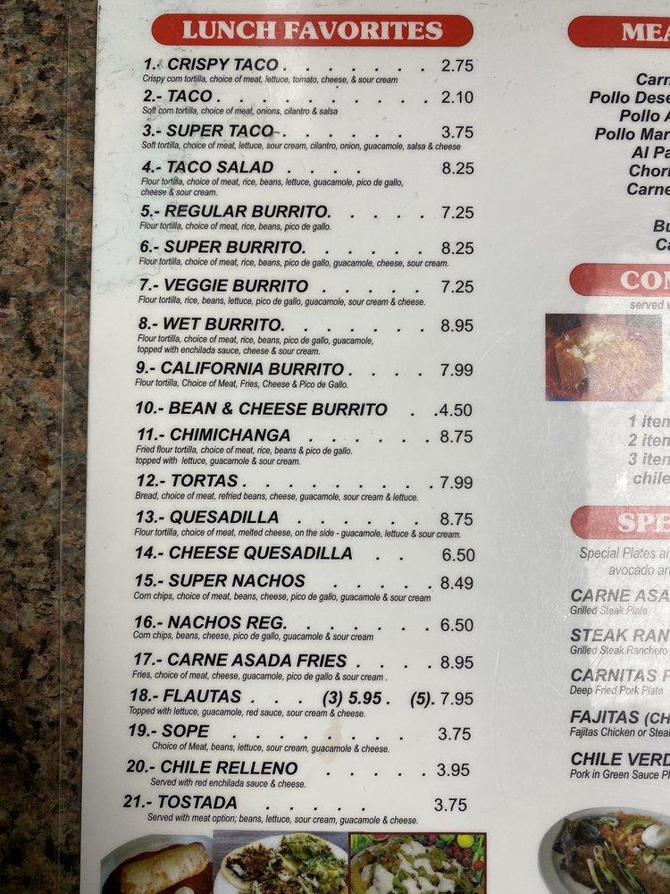 Menu at Dos Rios Taqueria desserts, Citrus Heights, Sunrise Blvd