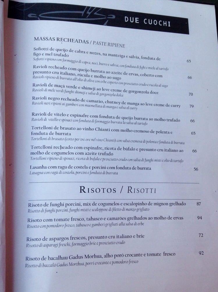 Menu em Due Cuochi Cucina - Morumbi restaurante, São Paulo, Avenida ...