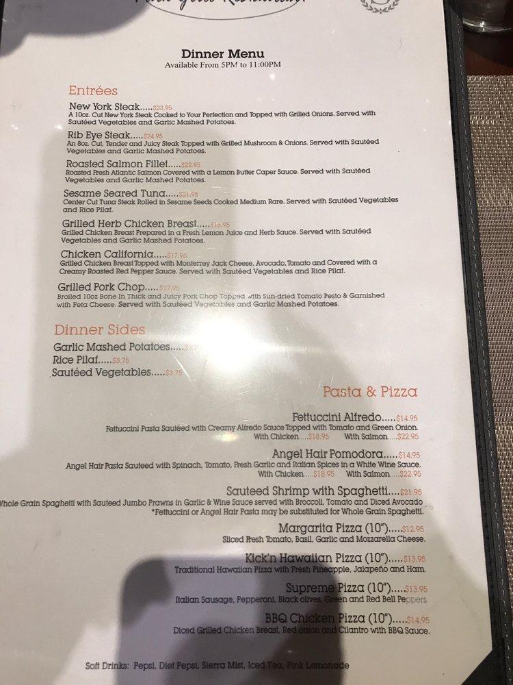 Menu at Park Grill restaurant, Garden Grove