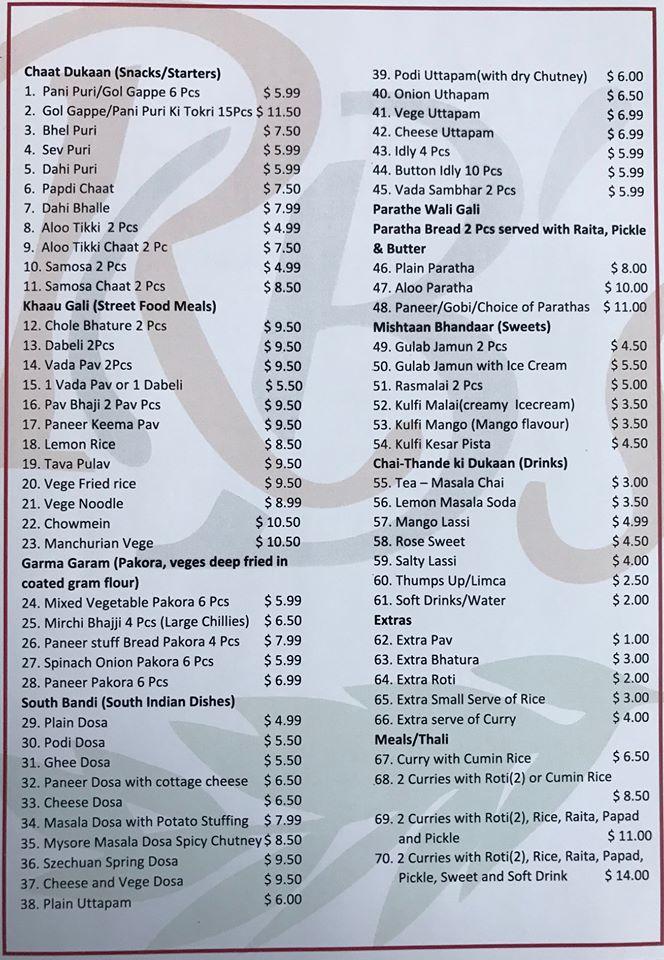 Menu at RB's Kitchen restaurant, Cranbourne North