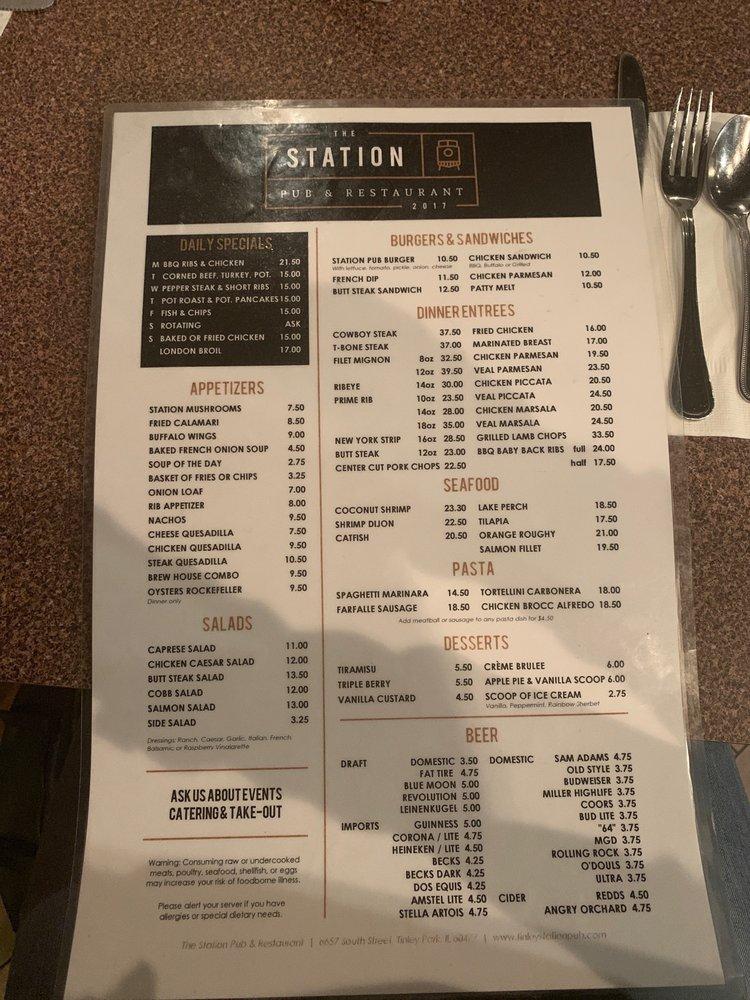 Menu at The Station Pub & Eatery, Tinley Park