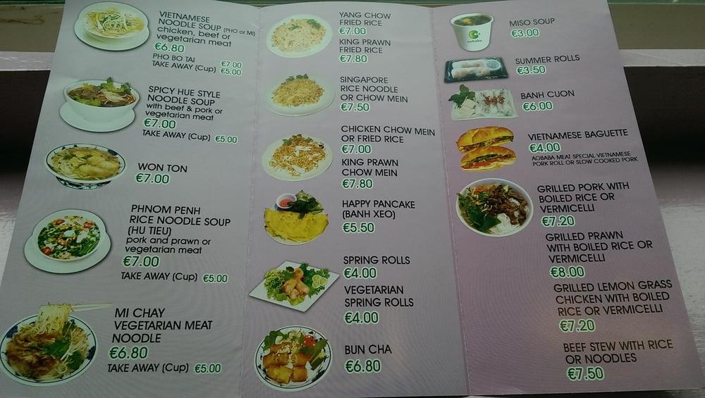 Menu at Aobaba restaurant, Dublin