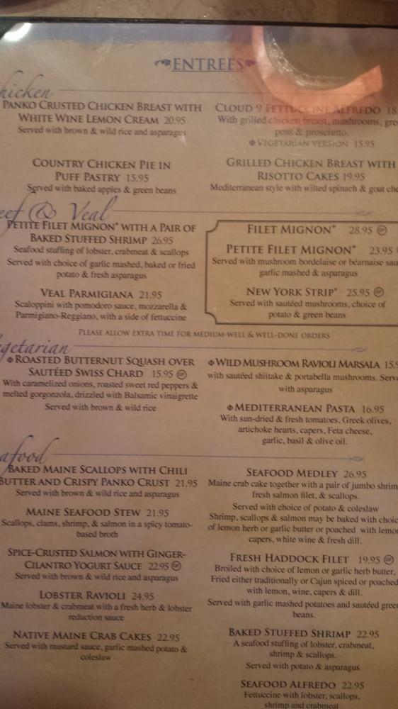 Menu at Cloud 9 Restaurant, Augusta