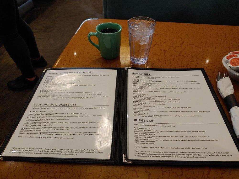 Menu at Four Sisters Cafe, Roseville