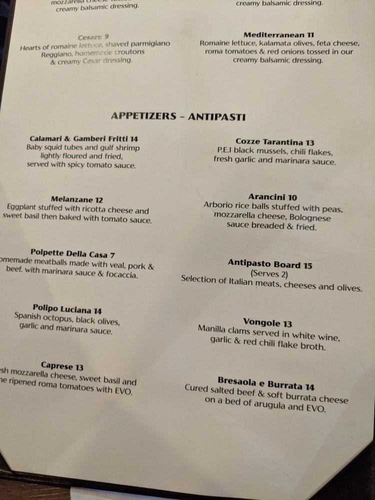 Menu at Matteo Trattoria & Pizzeria St Pete, Saint Petersburg