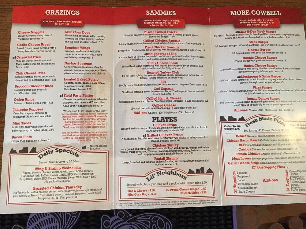 Menu at Neighborhood Pub & Grill, Chilton