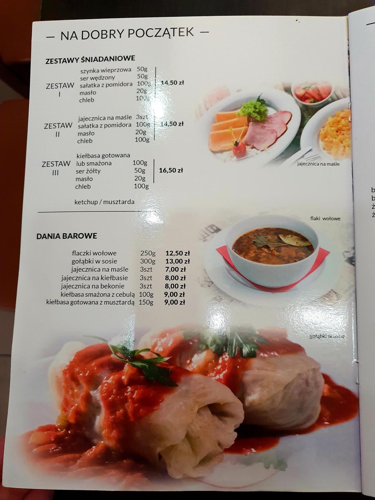 Menu at Restauracja Sobieski restaurant, Piwniczna-Zdrój
