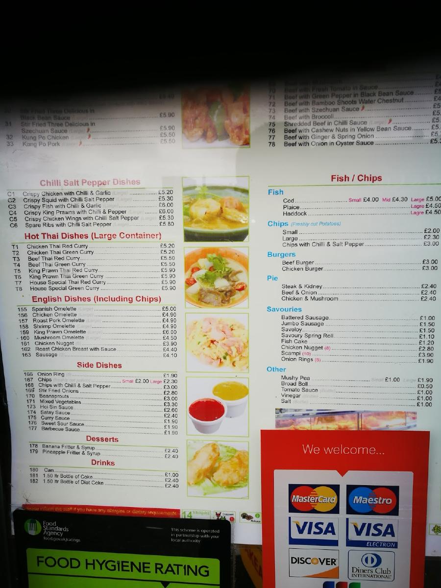 Menu at The Golden Fish fast food, Norwich, 11 Norwich Rd