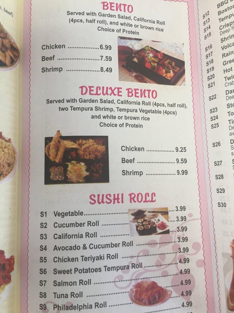 Menu at Tokyo Japan Hibachi and Sushi restaurant, Scottsboro
