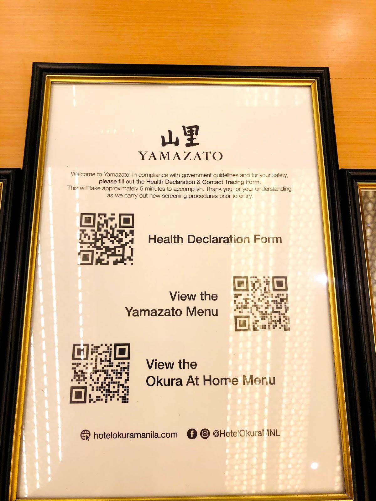 Menu at Yamazato restaurant, Pasay, 2 Portwood Street Newport City