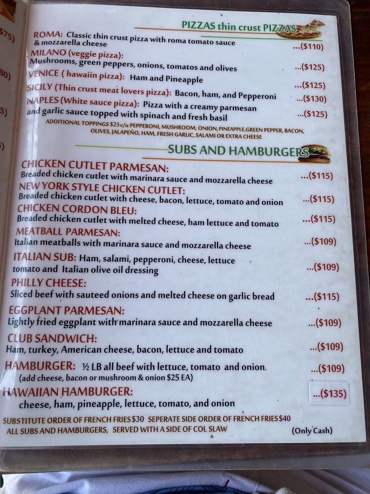 Menu at A Taste Of Italy restaurant, Puerto Vallarta