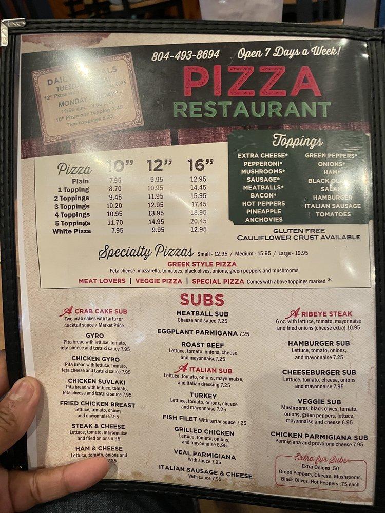 Menu at Angelo's Pizza Restaurant Seafood & Steamer Bar, Montross