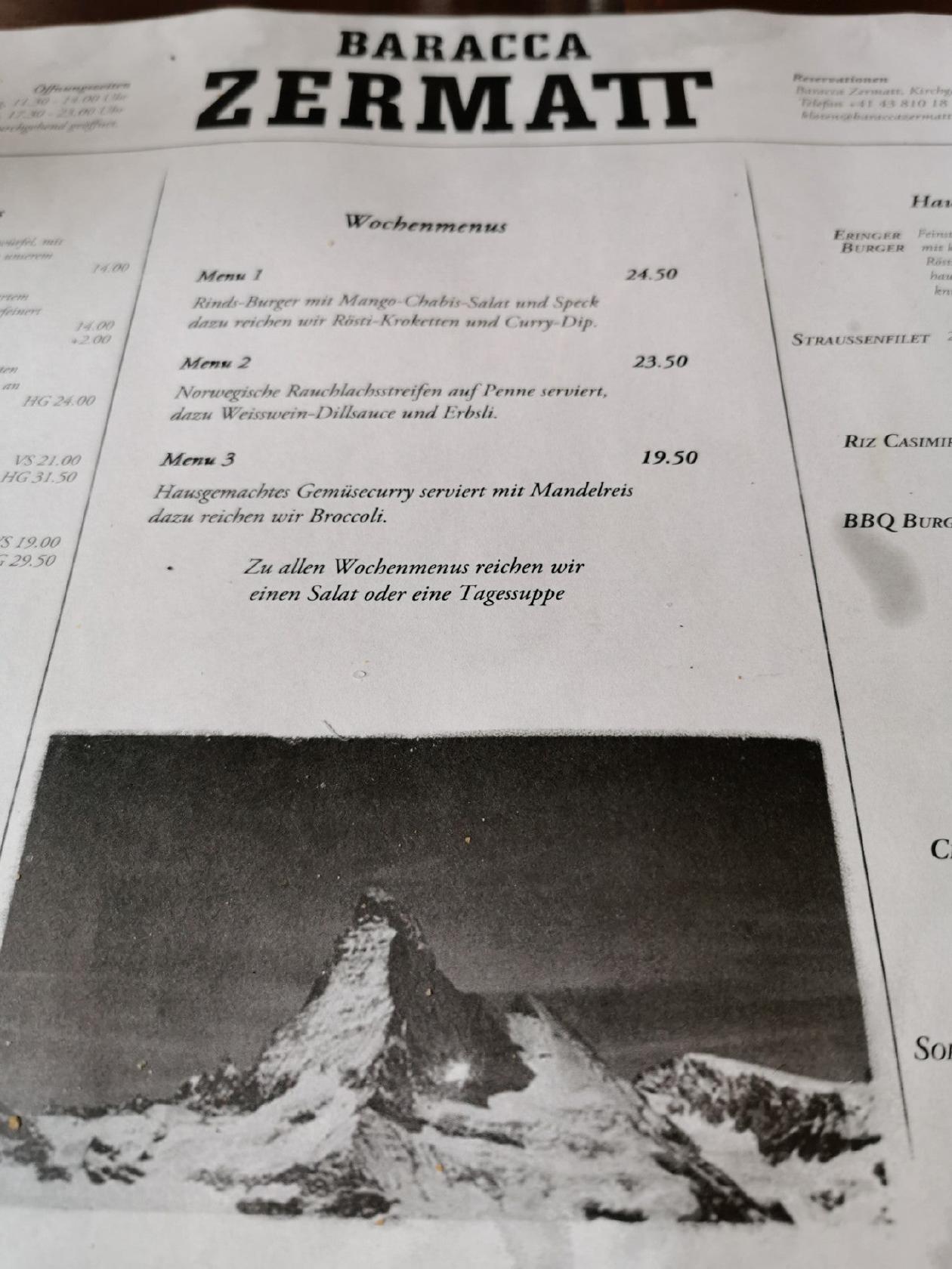 Menu da Baracca Zermatt, Kloten, Kirchgasse 16