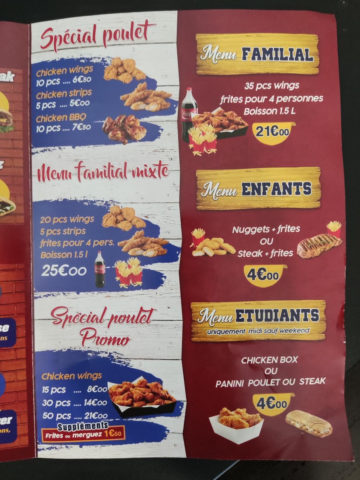 Menu au FFC FRENCH FRIED CHICKEN restaurant, Saint-Cyr-l'École