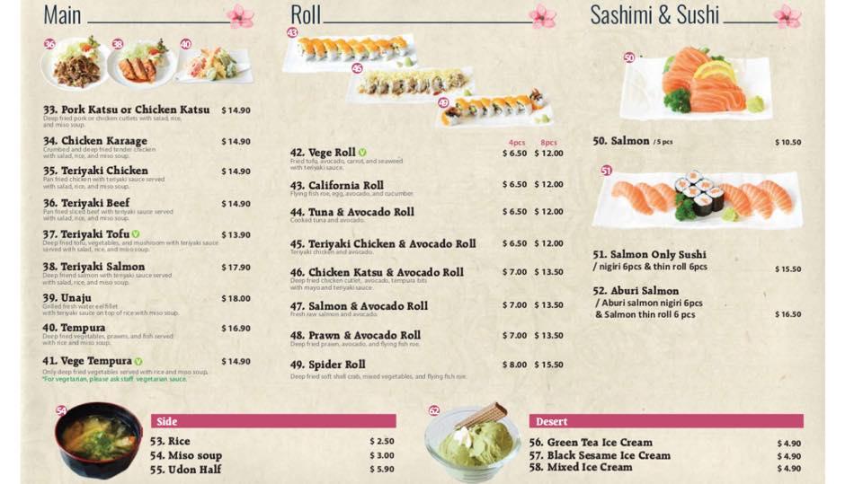 Menu at MIYO restaurant, Bowen Hills
