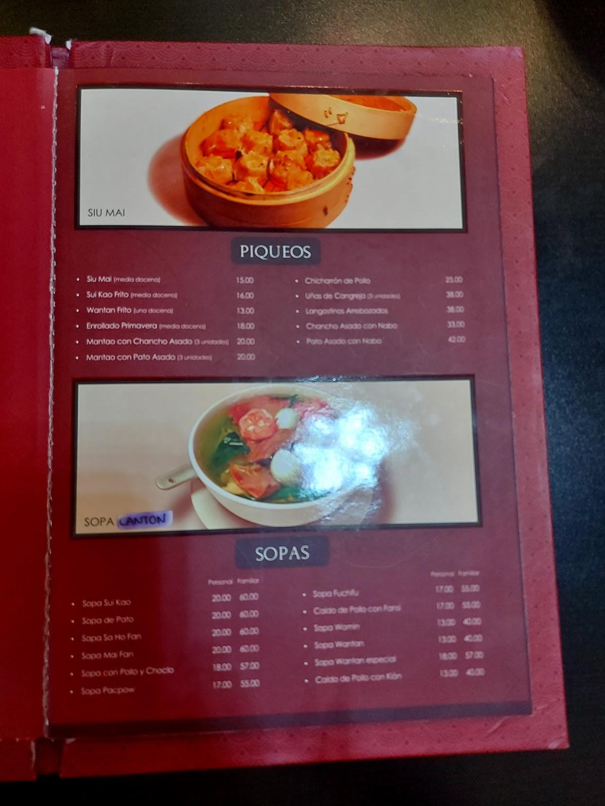 Menu at Salon Canton restaurant, Tacna, Av. San Martin 962