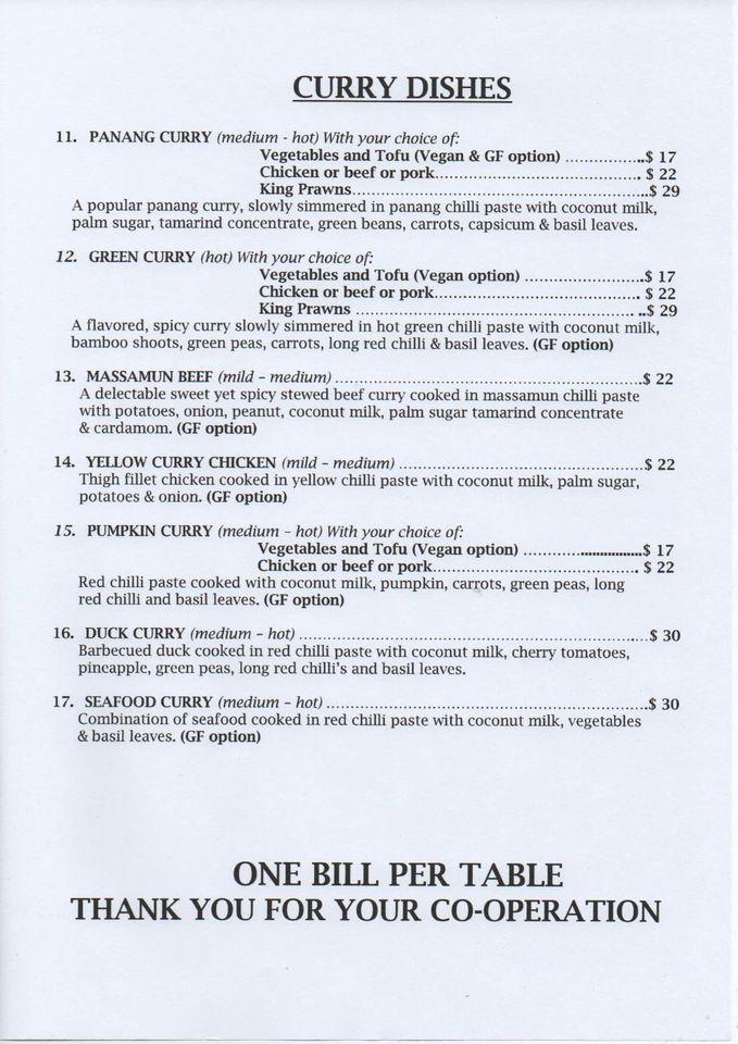 Menu at Som Tam Thai Restaurant, Maroochydore
