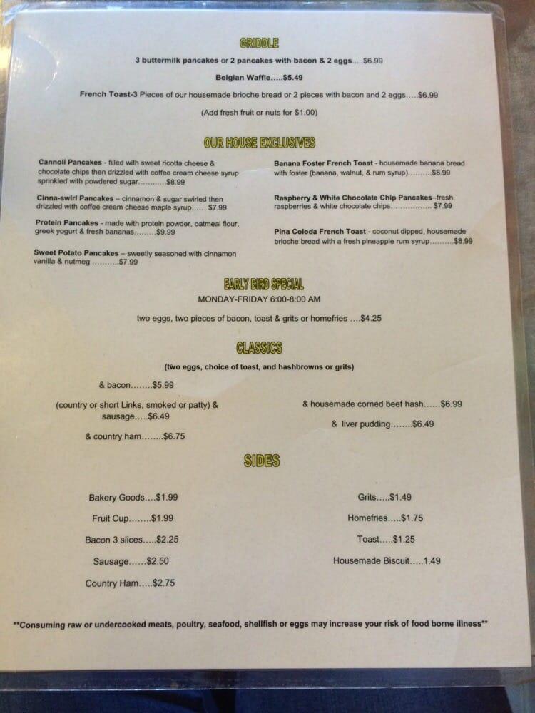 Menu at Eternal Sunshine Cafe, Wilmington, 420 Eastwood Rd # 109