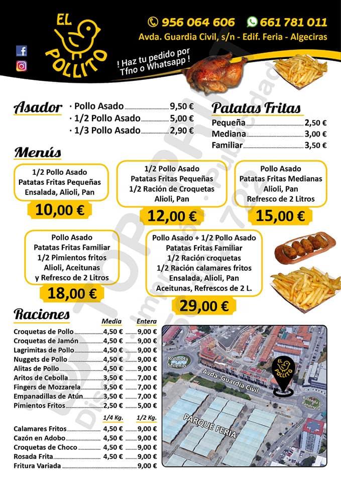 Menu at El Pollito, Algeciras